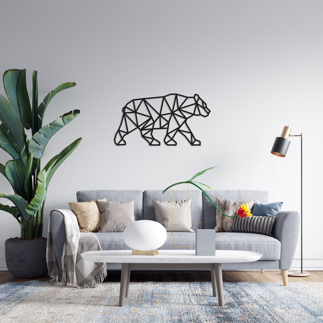 Bear Wood Wall Art Wall Decor Geometric Bear Figure 3D - Etsy