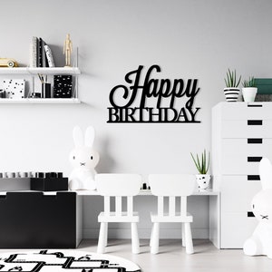 Happy Birthday Sign Wood Wall Art, Wall Decor Celebration Figure, 3D ...