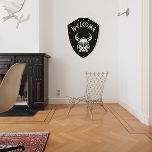 Viking Welcome Sign Wood Wall Art, Wall Decor Geometric Door Figure, 3D ...
