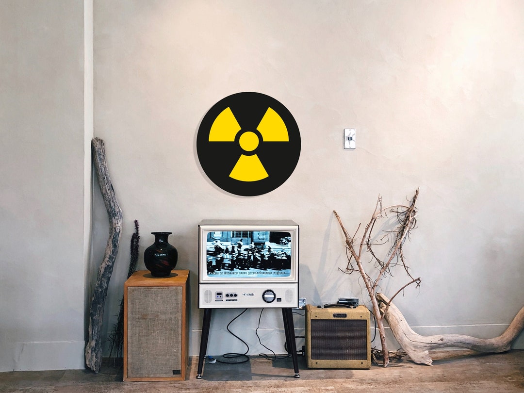 Radiation Sign Wood Wall Art, Geometric Radiation Danger Logo Wall ...