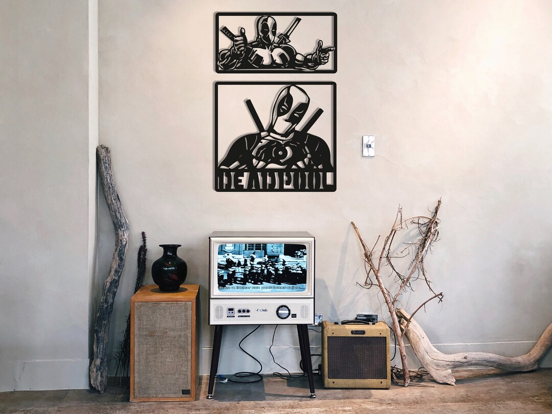Deadpool Wood Wall Art, Geometric Framed Deadpool Portrait Wall Decor ...