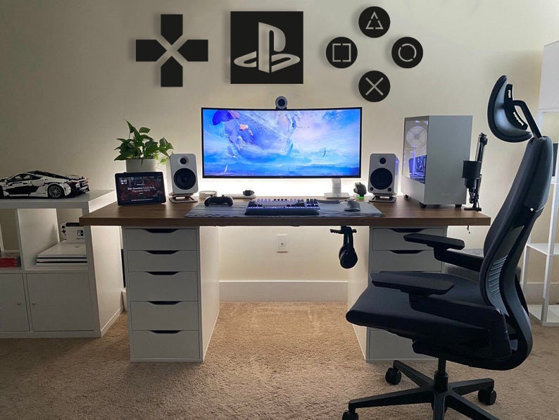 Playstation Wood Wall Art Set PS5 Geometric Wall Decor Gift | Etsy