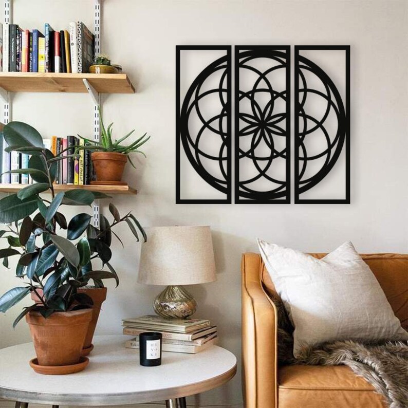 Mandala Panels Wood Wall Art, Geometric Circular Yoga Patterns Wall ...