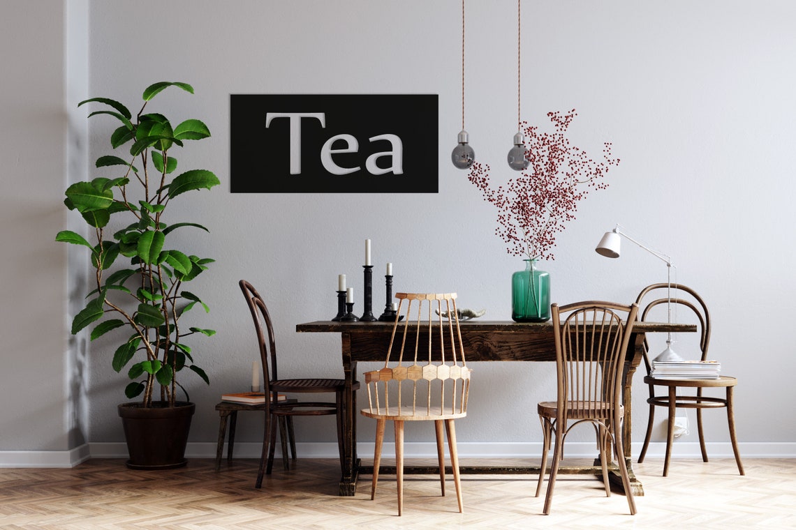 Tea Sign Wood Wall Art Wall Decor Geometric Kitchen Tea Font | Etsy