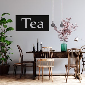 Tea Sign Wood Wall Art, Wall Decor Geometric Kitchen Tea Font, 3D ...