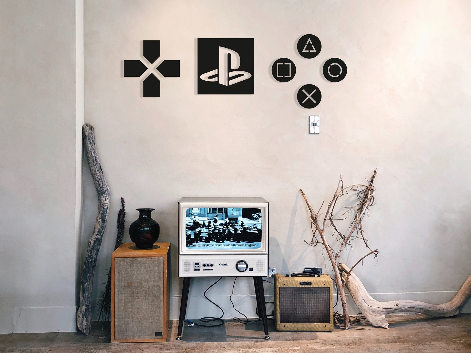 Playstation Wood Wall Art Set PS5 Geometric Wall Decor Gift - Etsy
