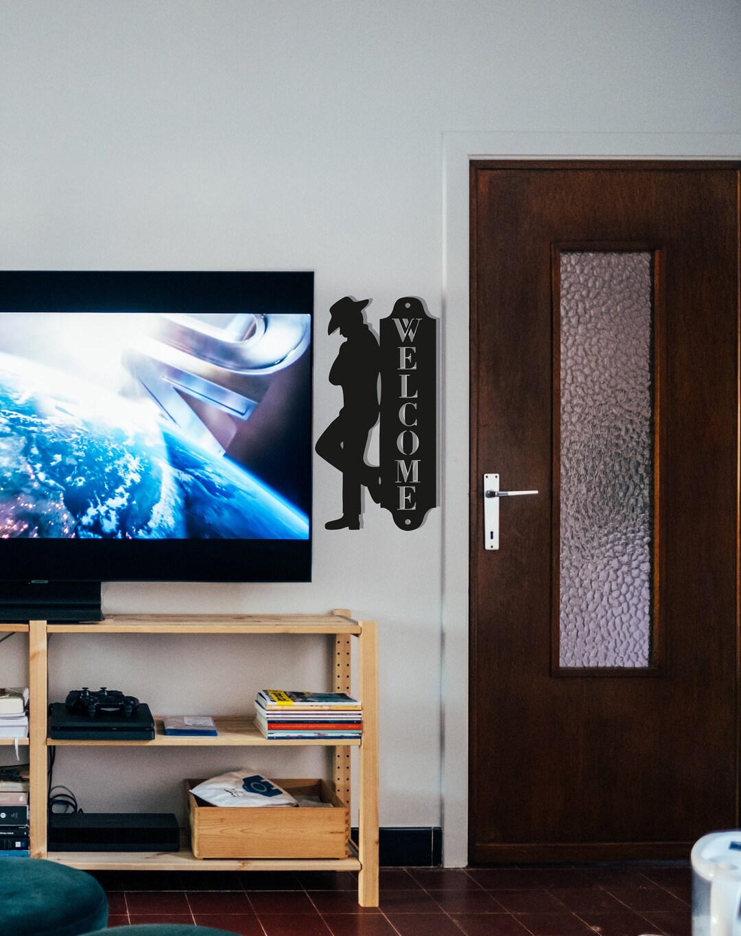 Cowboy Welcome Sign Wood Wall Art, Geometric Western Welcome Sign Wall ...