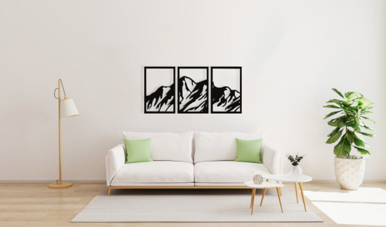 Mountain Panels Wood Wall Art, Geometric Mountain Heights Wall Decor ...