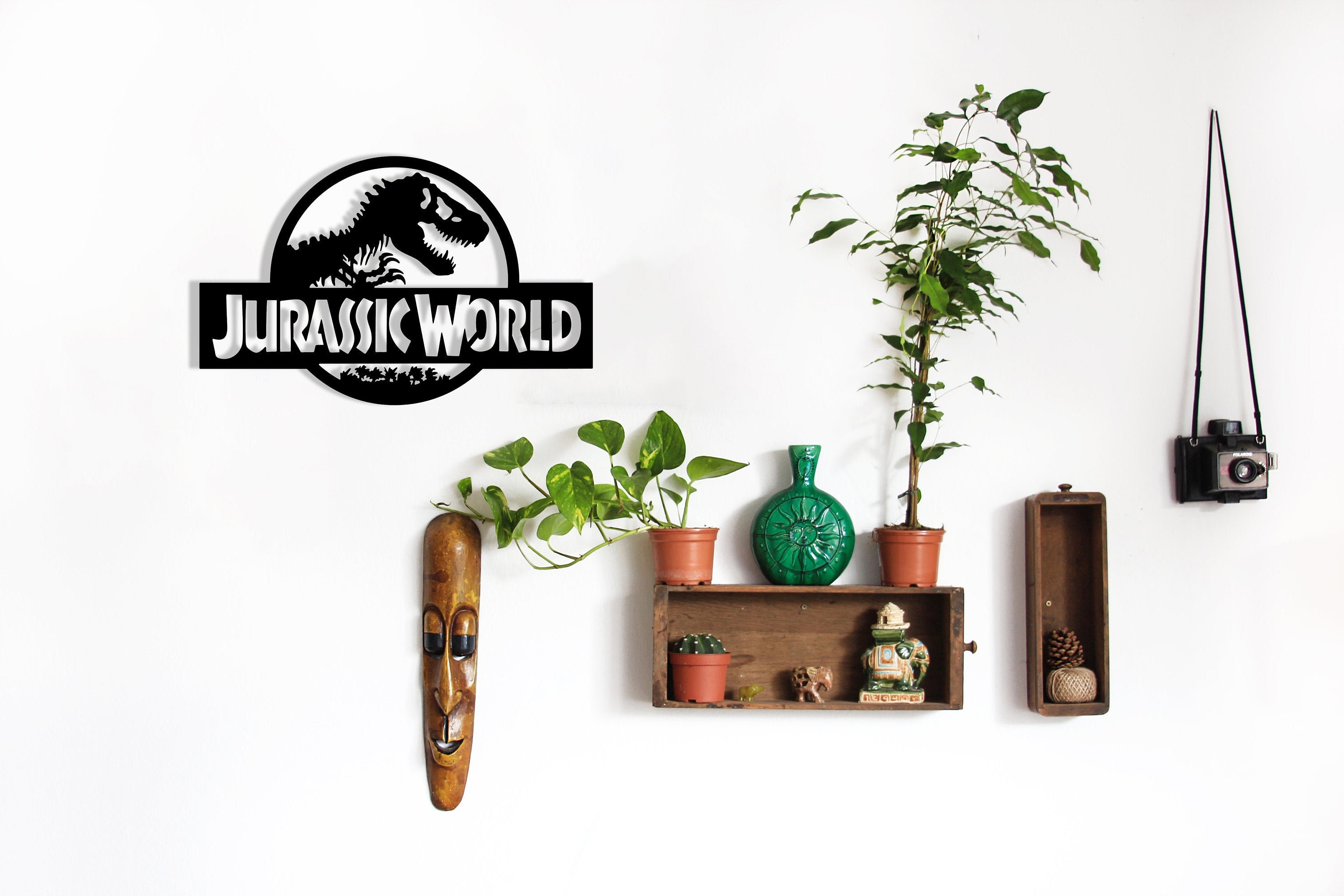 Jurassic World Wood Wall Art Geometric Jurassic Park Wall | Etsy