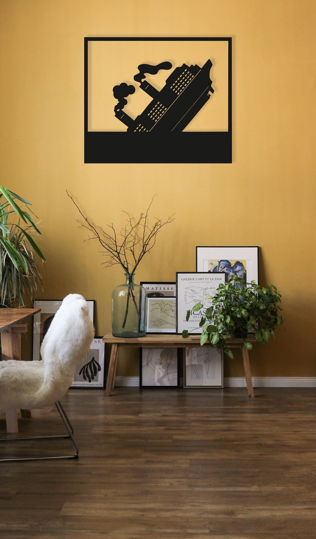 Titanic Wood Wall Art, Geometric Sinking Ship Wall Decor, 3D Minimalist ...