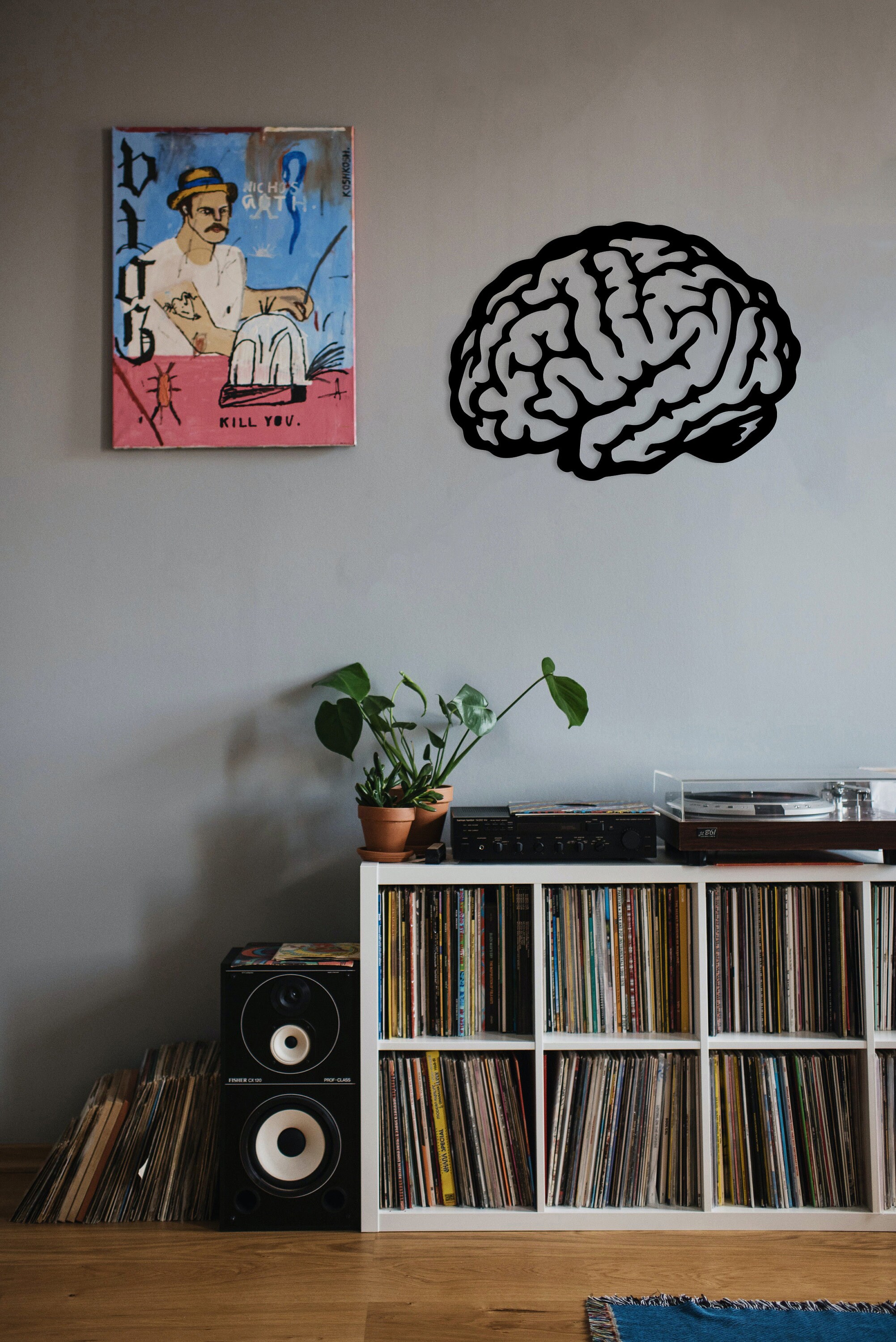 Brain Wood Wall Art, Geometric Brain Mind Wall Decor, Intelligence ...