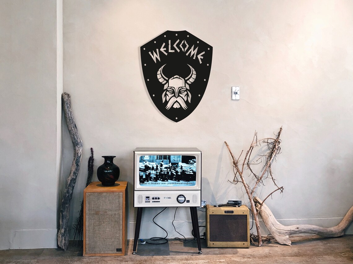 Viking Welcome Sign Wood Wall Art Wall Decor Geometric Door - Etsy