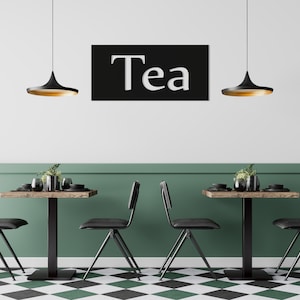 Tea Sign Wood Wall Art, Wall Decor Geometric Kitchen Tea Font, 3D ...