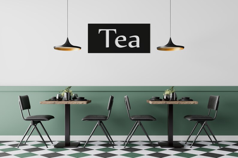 Tea Sign Wood Wall Art Wall Decor Geometric Kitchen Tea Font | Etsy