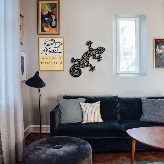 Mandala Lizard Wood Wall Art Geometric Gecko Pattern Wall | Etsy