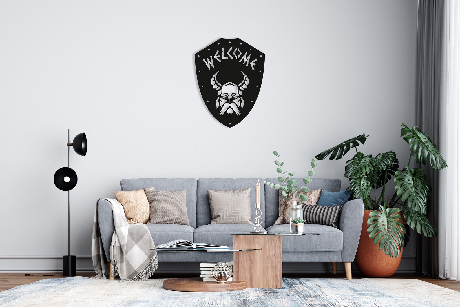 Viking Welcome Sign Wood Wall Art Wall Decor Geometric Door - Etsy