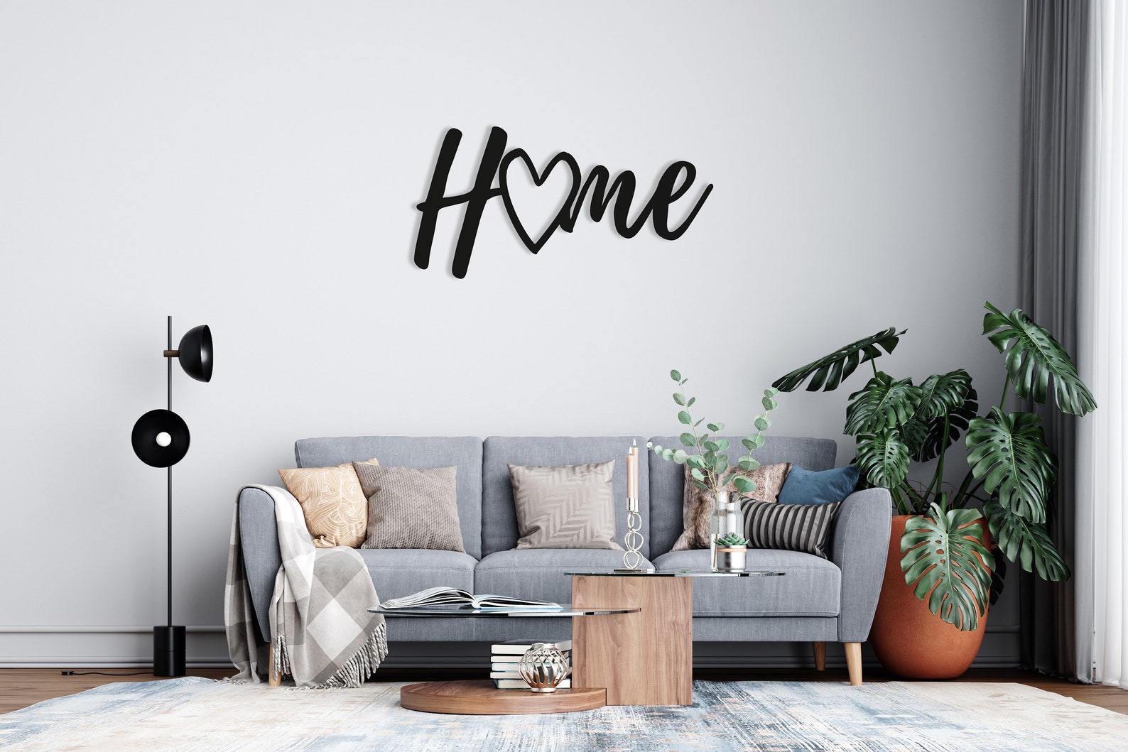 Home & Heart Wood Wall Art Wall Decor Home Heart Font Figure - Etsy