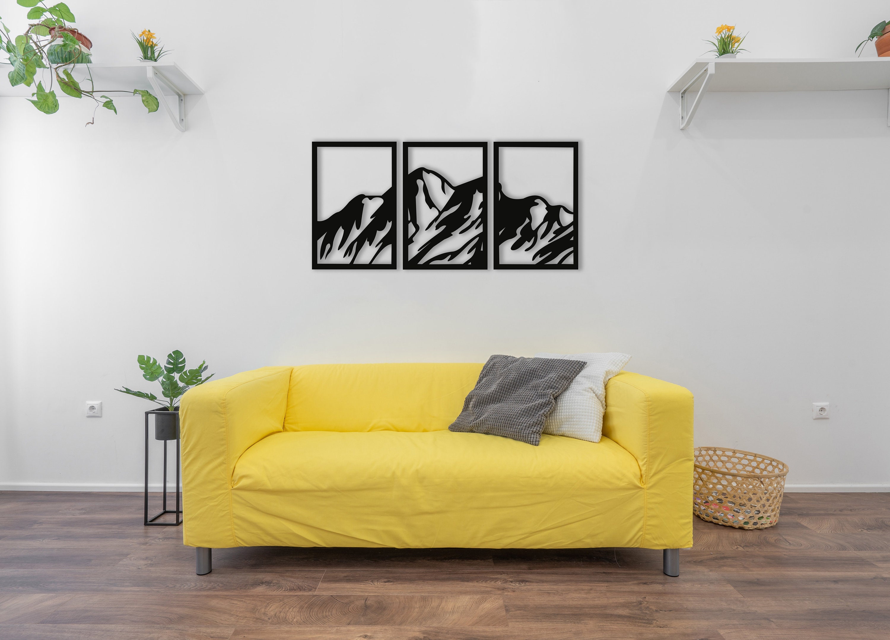 Mountain Panels Wood Wall Art, Geometric Mountain Heights Wall Decor ...