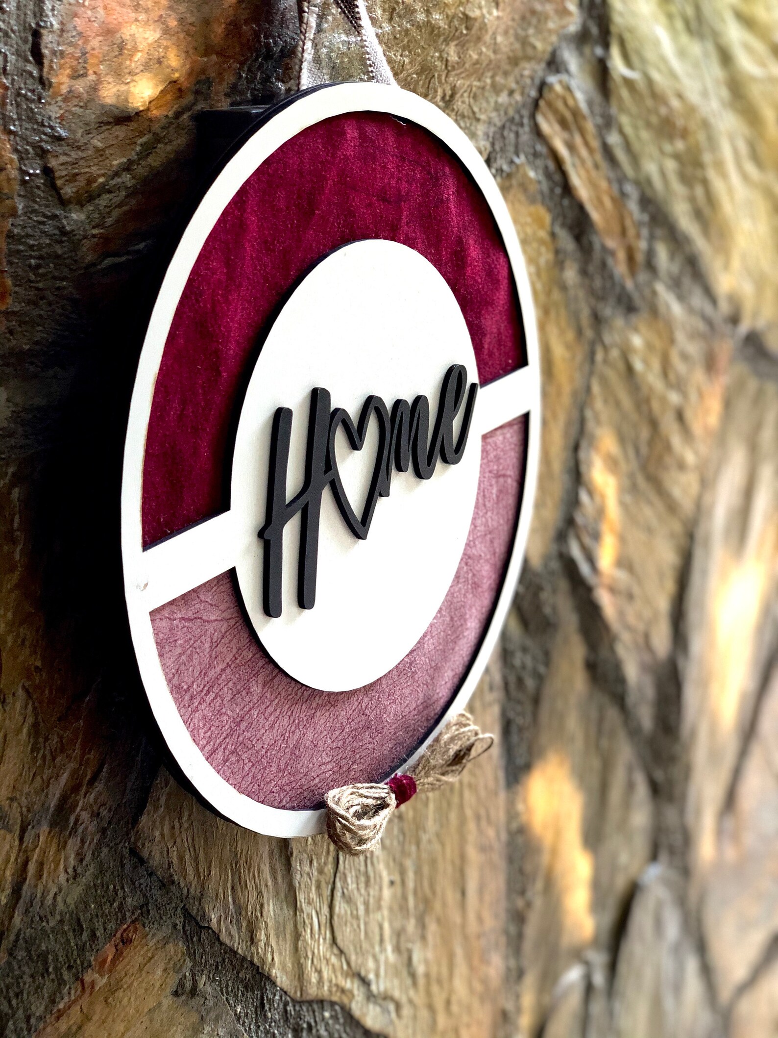 Custom Door Sign With Heart Home Word Purple Faux Leather & - Etsy