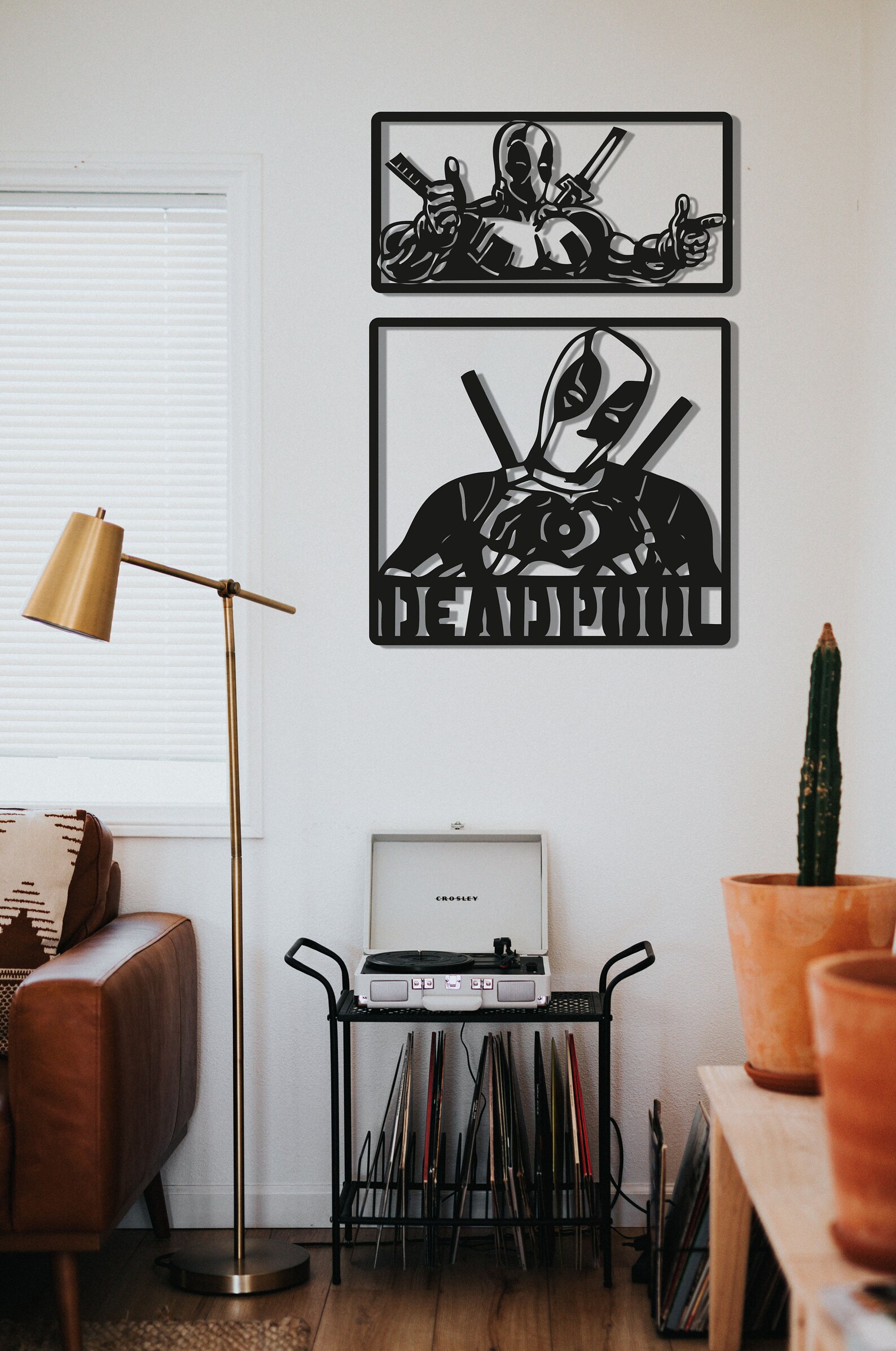 Deadpool Wood Wall Art, Geometric Framed Deadpool Portrait Wall Decor ...