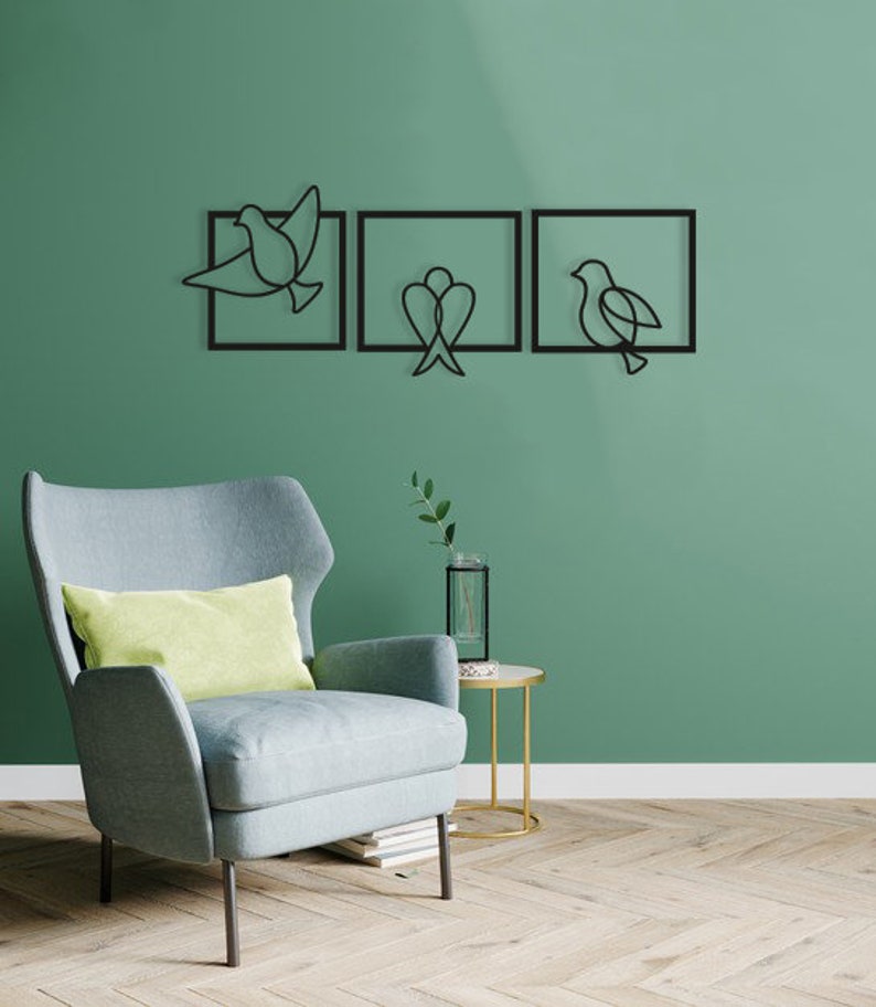 Dove Birds Framed Set Wall Art Geometric Sitting Cute Birds - Etsy