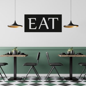 Eat Sign Wood Wall Art, Wall Decor Geometric Kitchen Eat Font, 3D ...