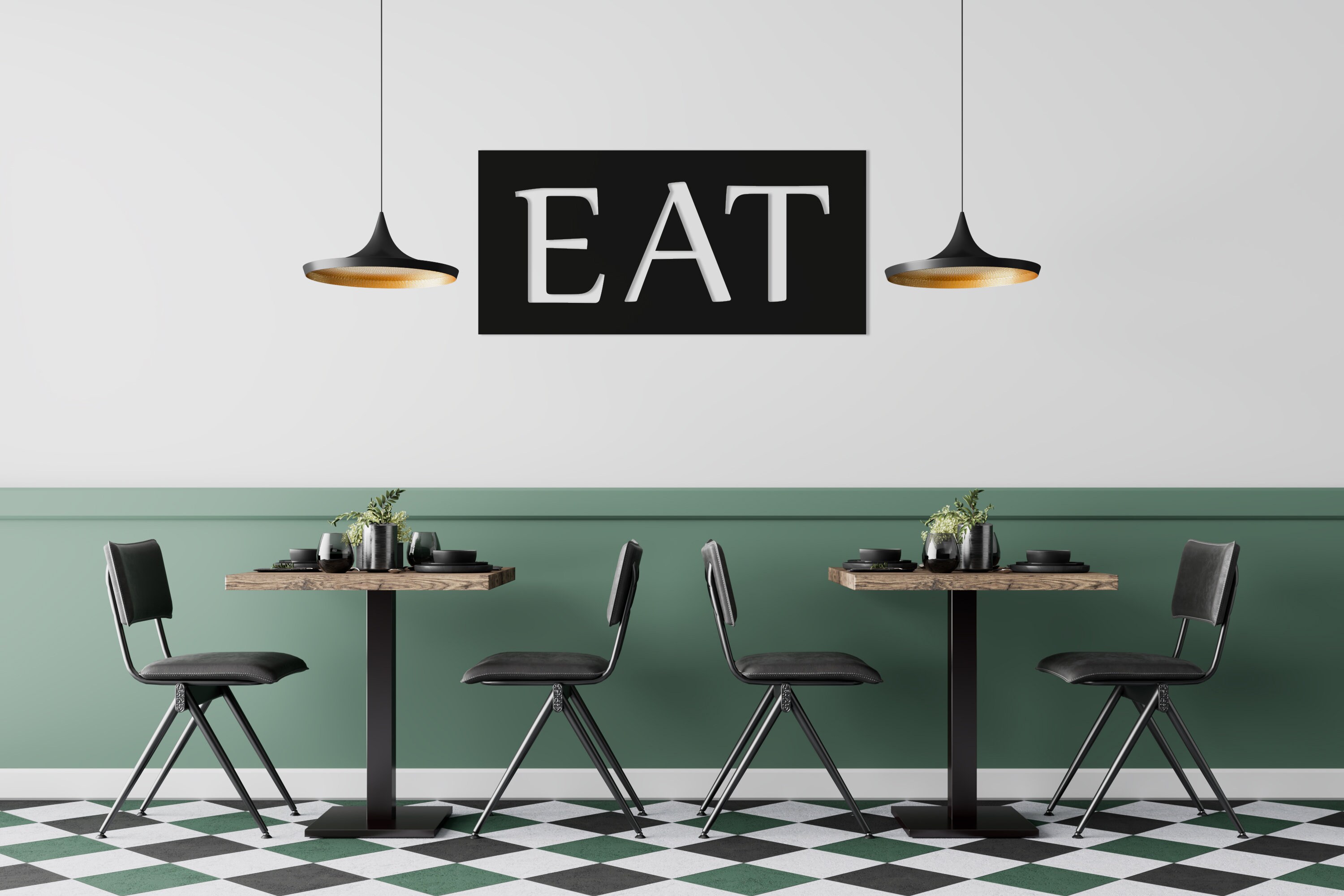 Eat Sign Wood Wall Art Wall Decor Geometric Kitchen Eat Font | Etsy