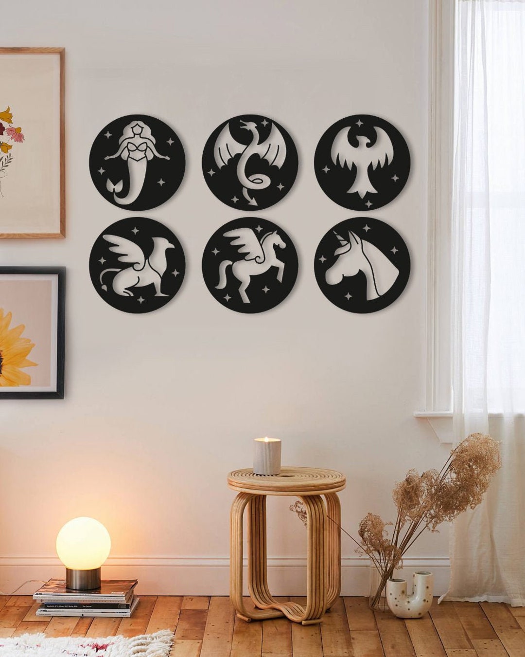 Mythical Creatures Wood Wall Art, Mythology Wall Decor, Wooden Wall ...