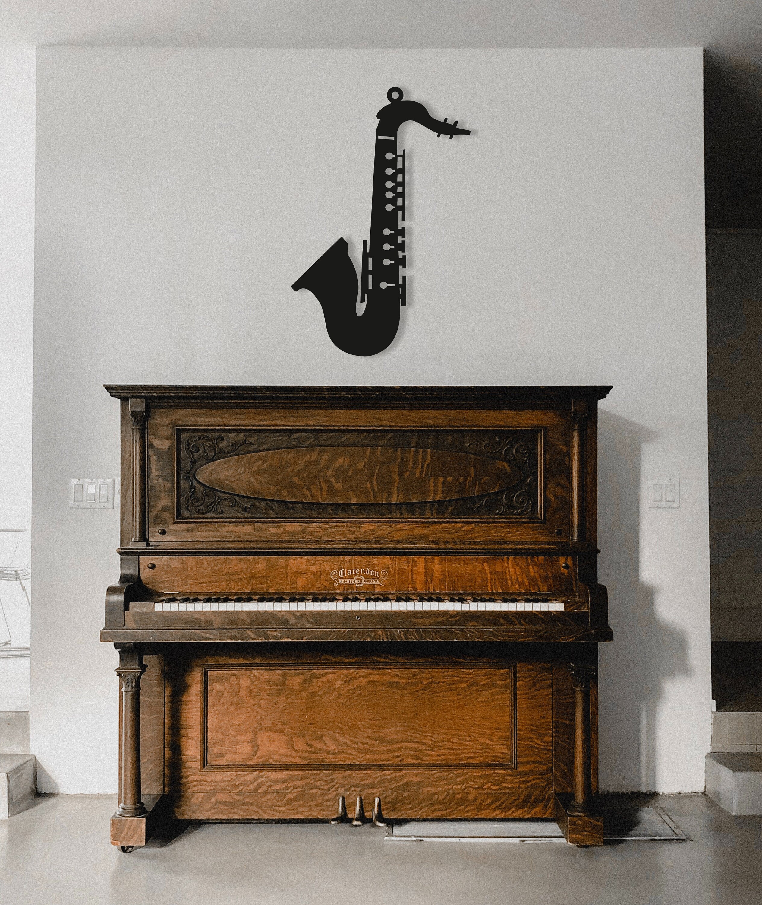 Saxophone Wood Wall Art, Geometric Sax Wall Decor, 3D Minimalist ...