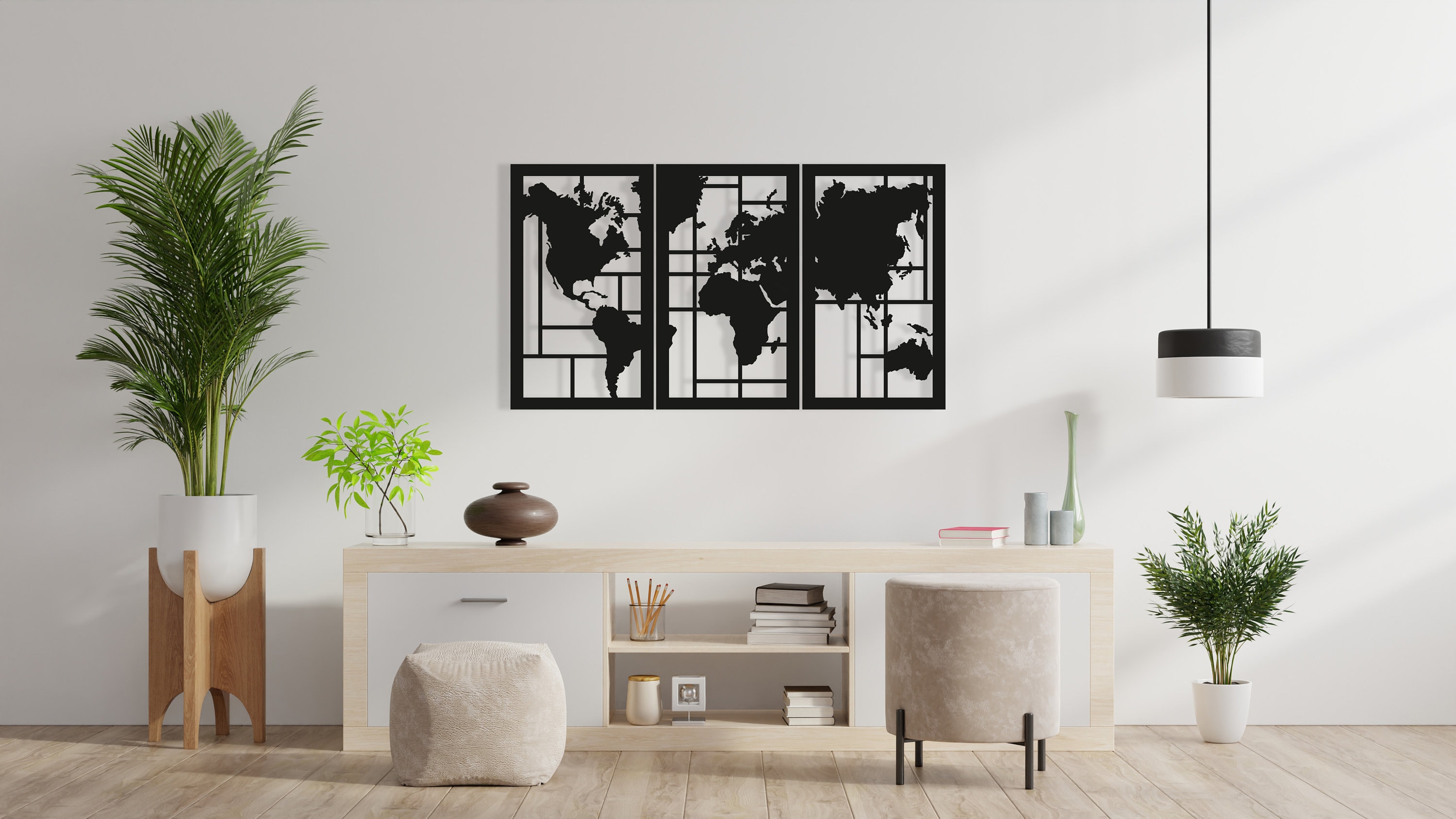 World Map Panels Wood Wall Art Geometric World Map Wall Decor - Etsy