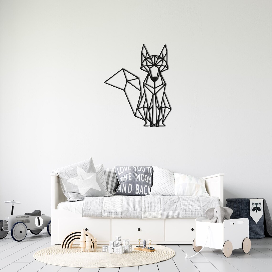 Fox Wood Wall Art, Wall Decor Geometric Animal Figure, 3D Minimalist ...