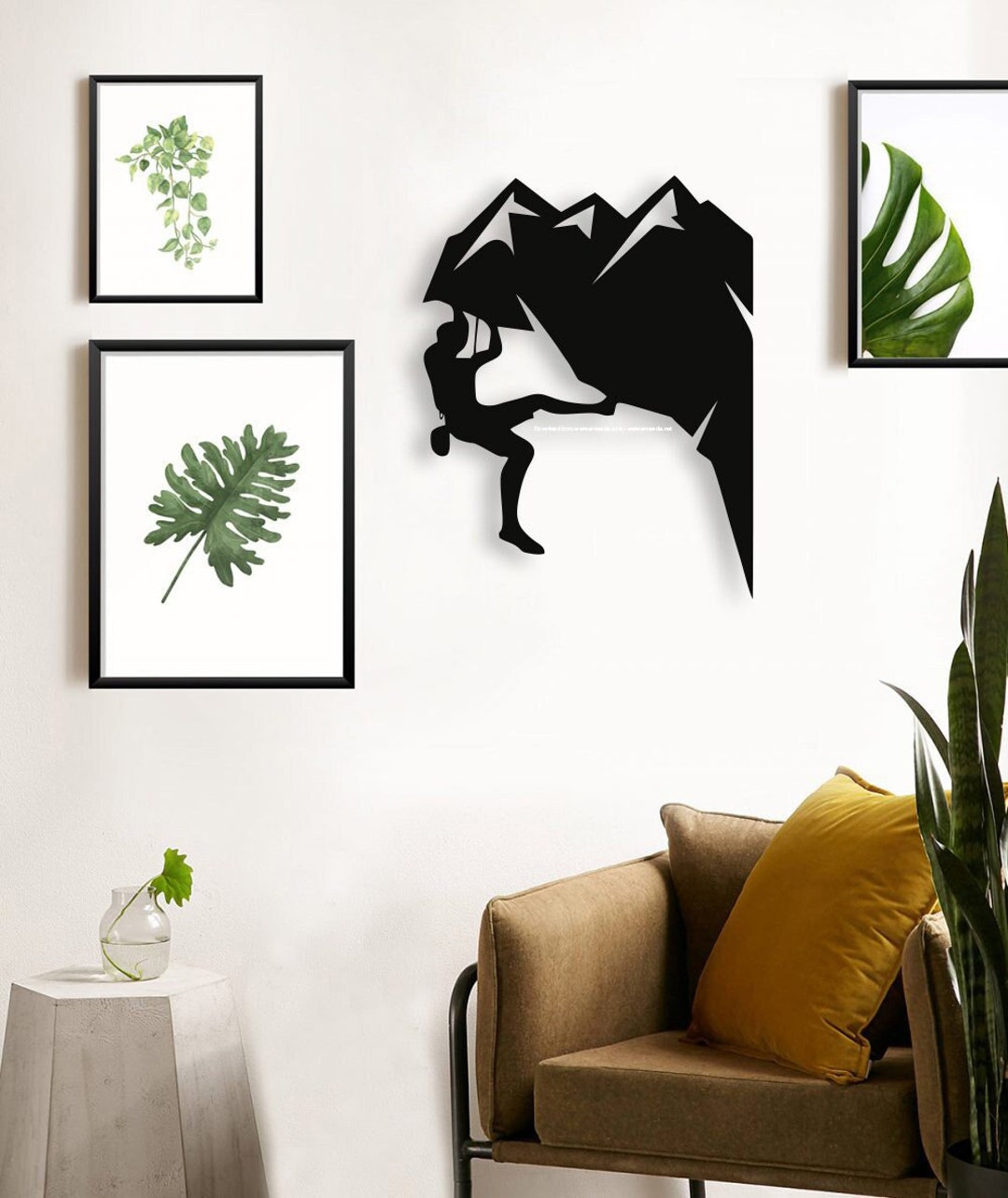 Rock Climber Wood Wall Art, Geometric Mountain Climber Wall Decor, 3D ...