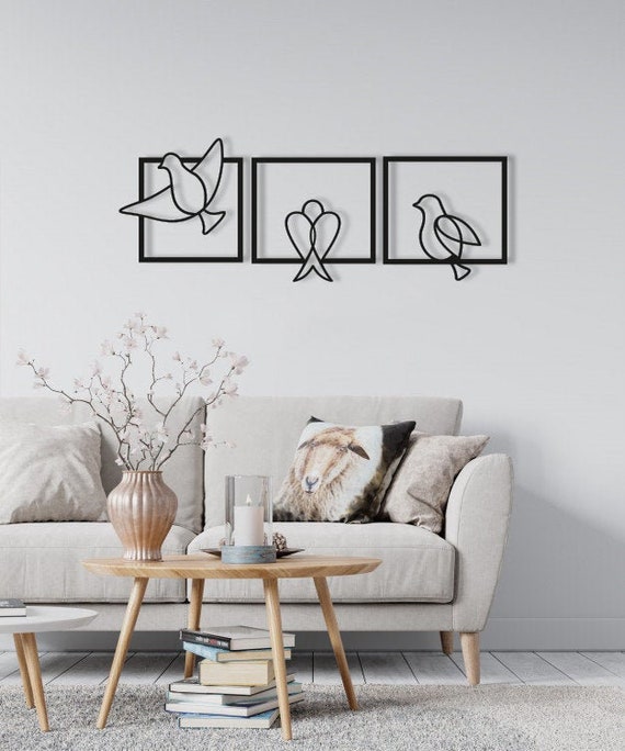 Dove Birds Framed Set Wall Art Geometric Sitting Cute Birds - Etsy