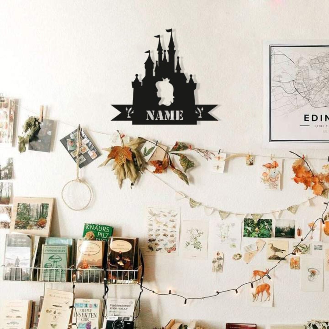 Customized Disney Castle Wood Wall Art, Princess Name Board Wall Decor ...