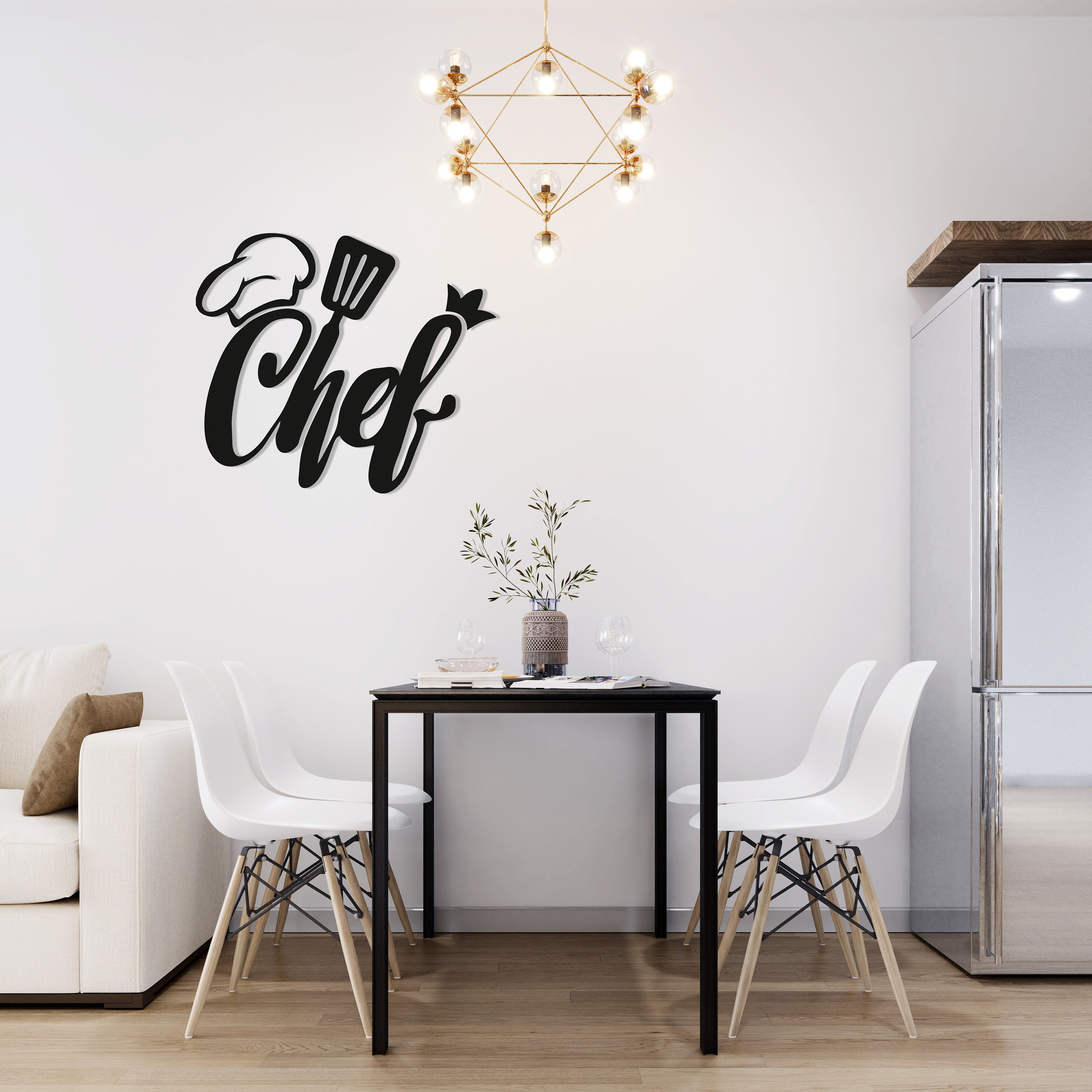 Chef Sign Wood Wall Art Wall Decor Geometric Chef Hat & | Etsy