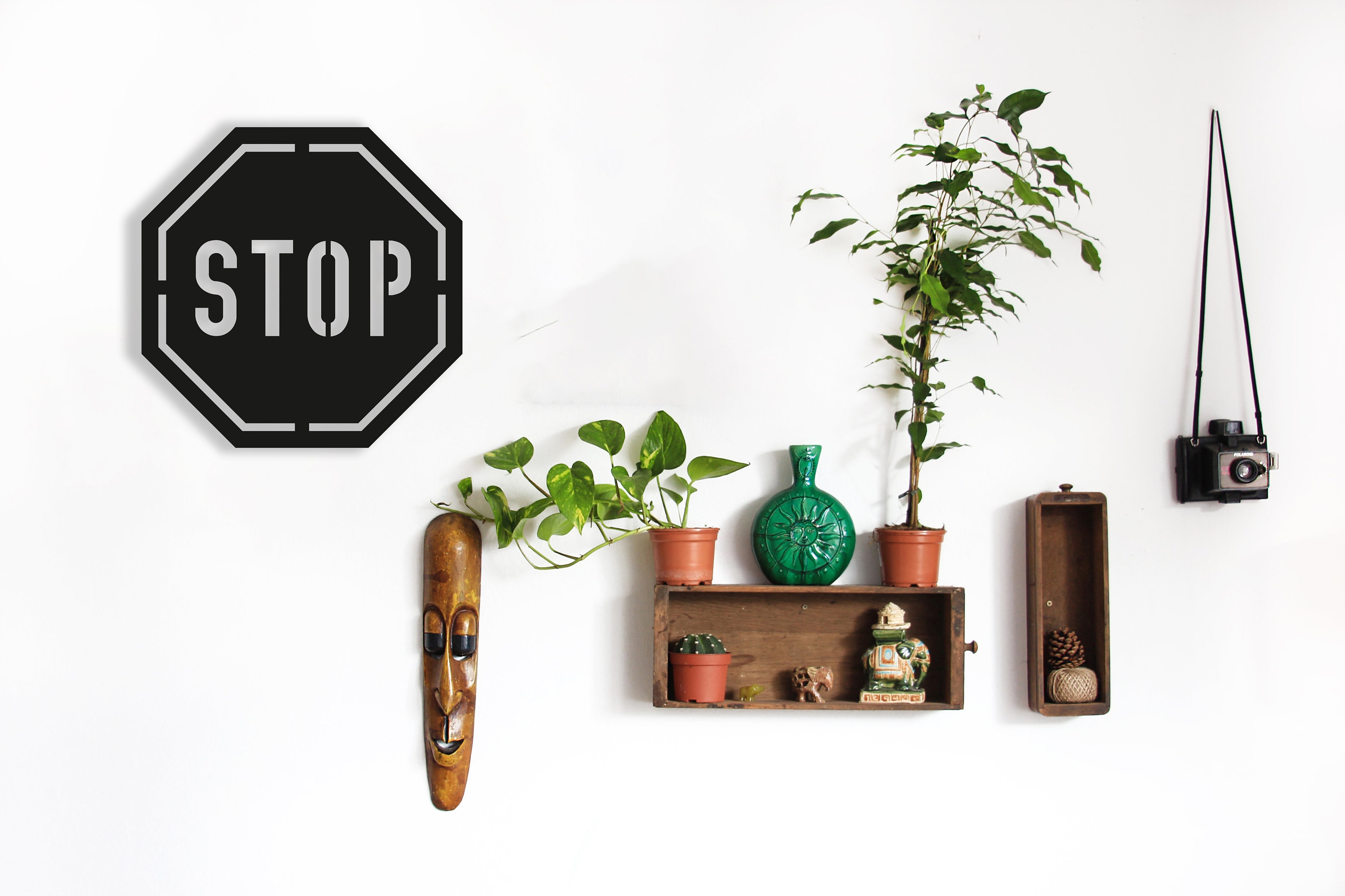 Stop Sign Wood Wall Art, Geometric Traffic Sign Wall Decor, 3D ...