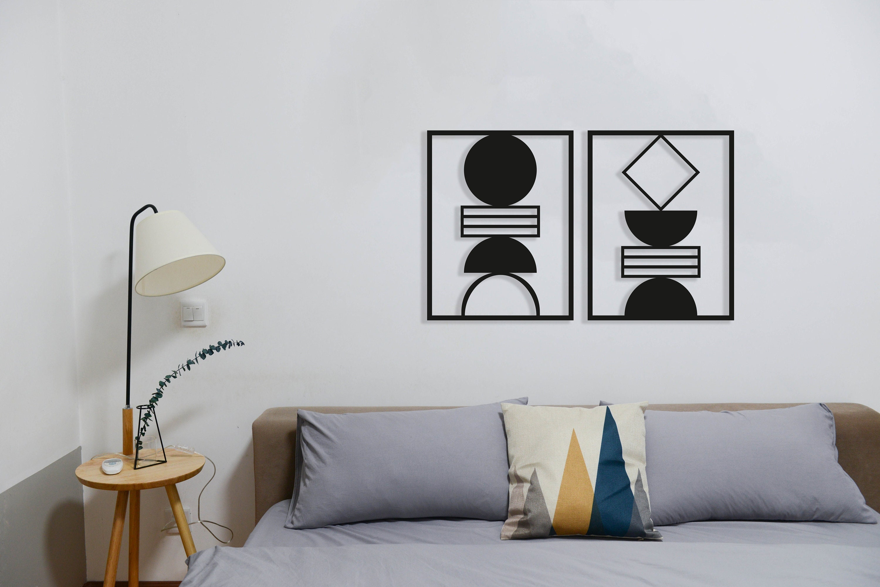 Minimalist Figures Wood Wall Art, Modern Art Wall Decor Sign, Wooden ...