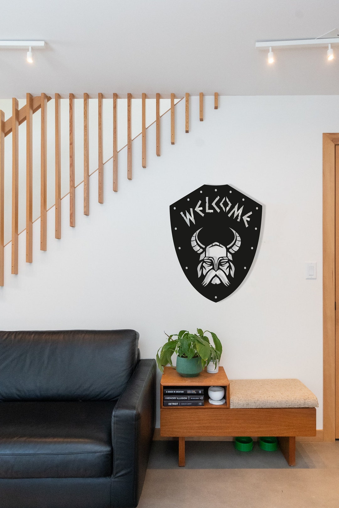 Viking Welcome Sign Wood Wall Art, Wall Decor Geometric Door Figure, 3D ...