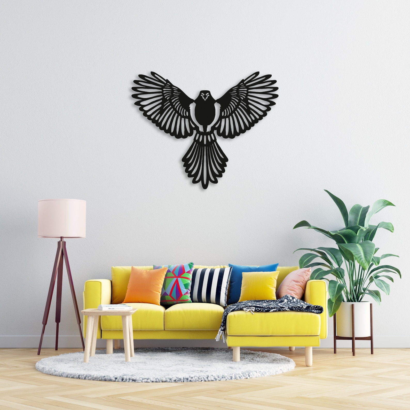 Falcon Wood Wall Art, Wall Decor Geometric Hawk Figure, 3D Minimalist ...