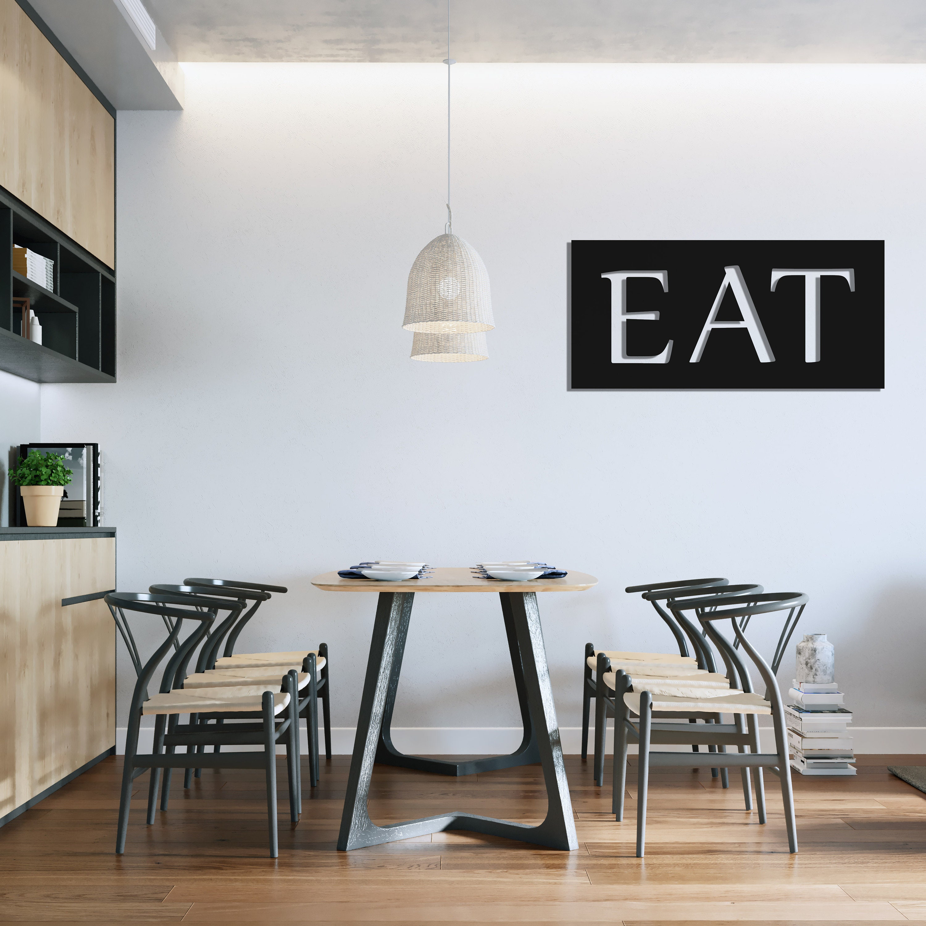 Eat Sign Wood Wall Art Wall Decor Geometric Kitchen Eat Font - Etsy