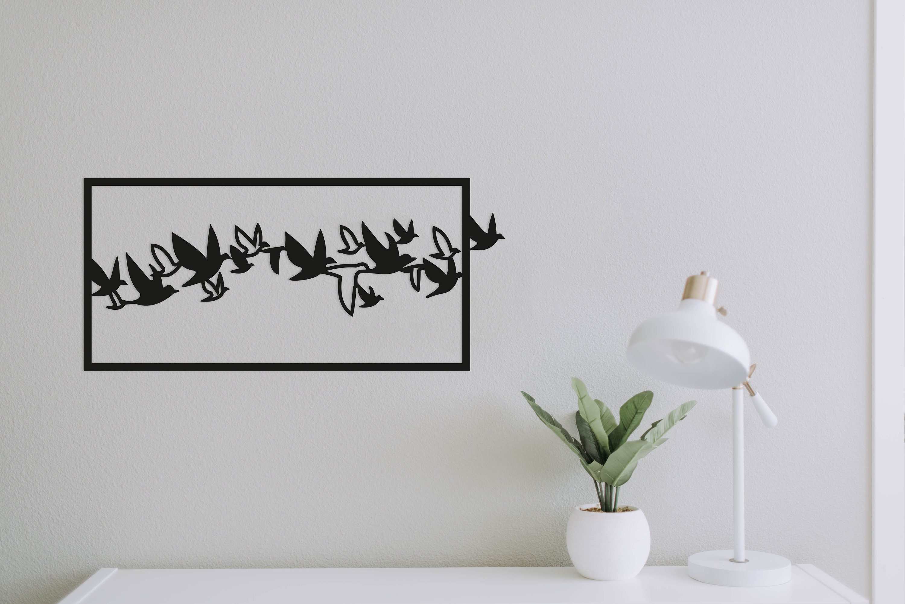 Flying Birds Out of Frame Wood Wall Art Geometric Flying | Etsy