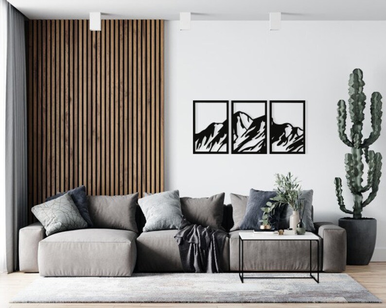 Mountain Panels Wood Wall Art, Geometric Mountain Heights Wall Decor ...