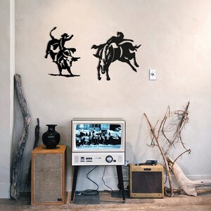 Country Rodeo Wood Wall Art Set, Geometric Cowboy Wall Decor Sign ...