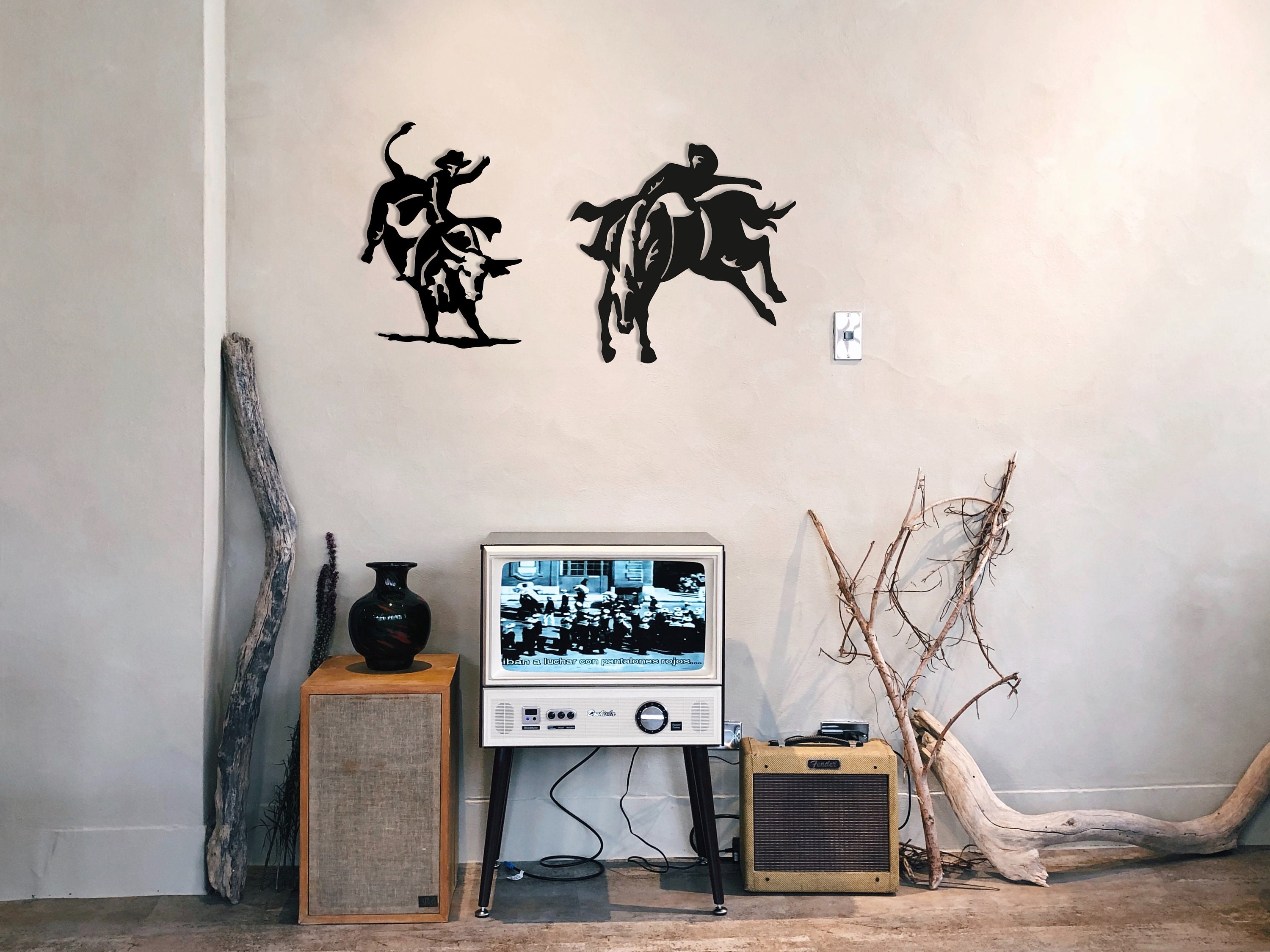 Country Rodeo Wood Wall Art Set Geometric Cowboy Wall Decor | Etsy