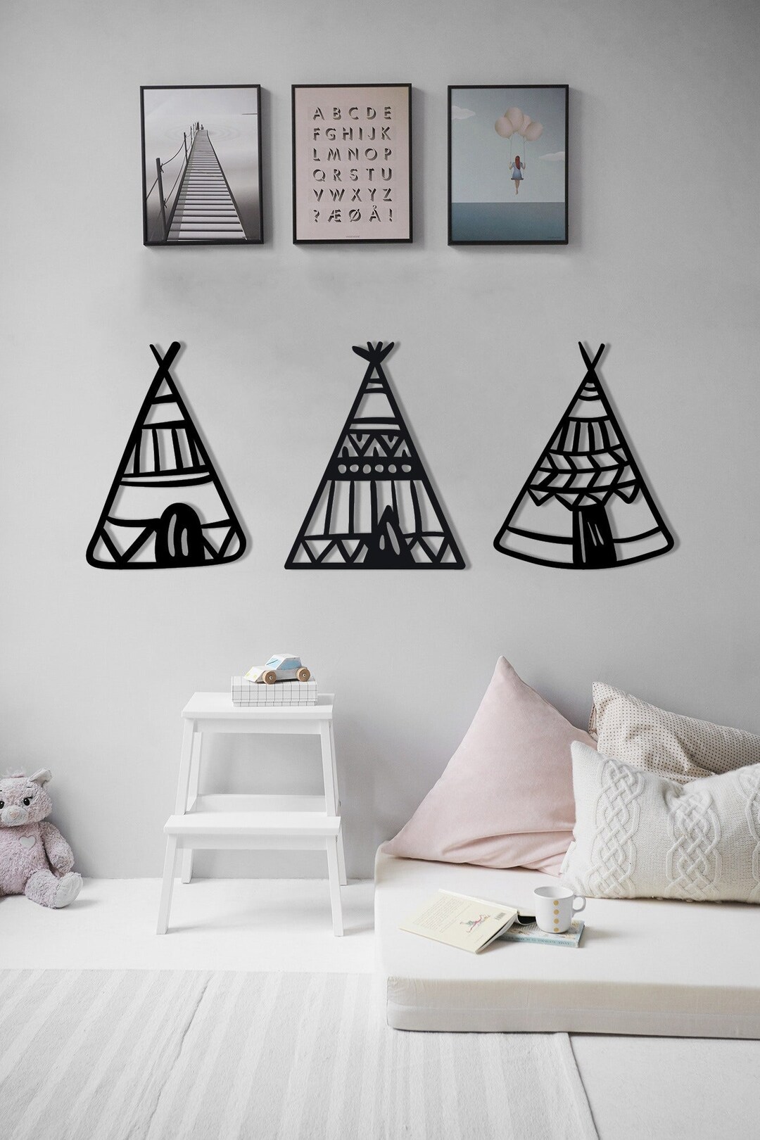 Nursery Teepee Wood Wall Art, Native American Tents Wall Decor Sign ...