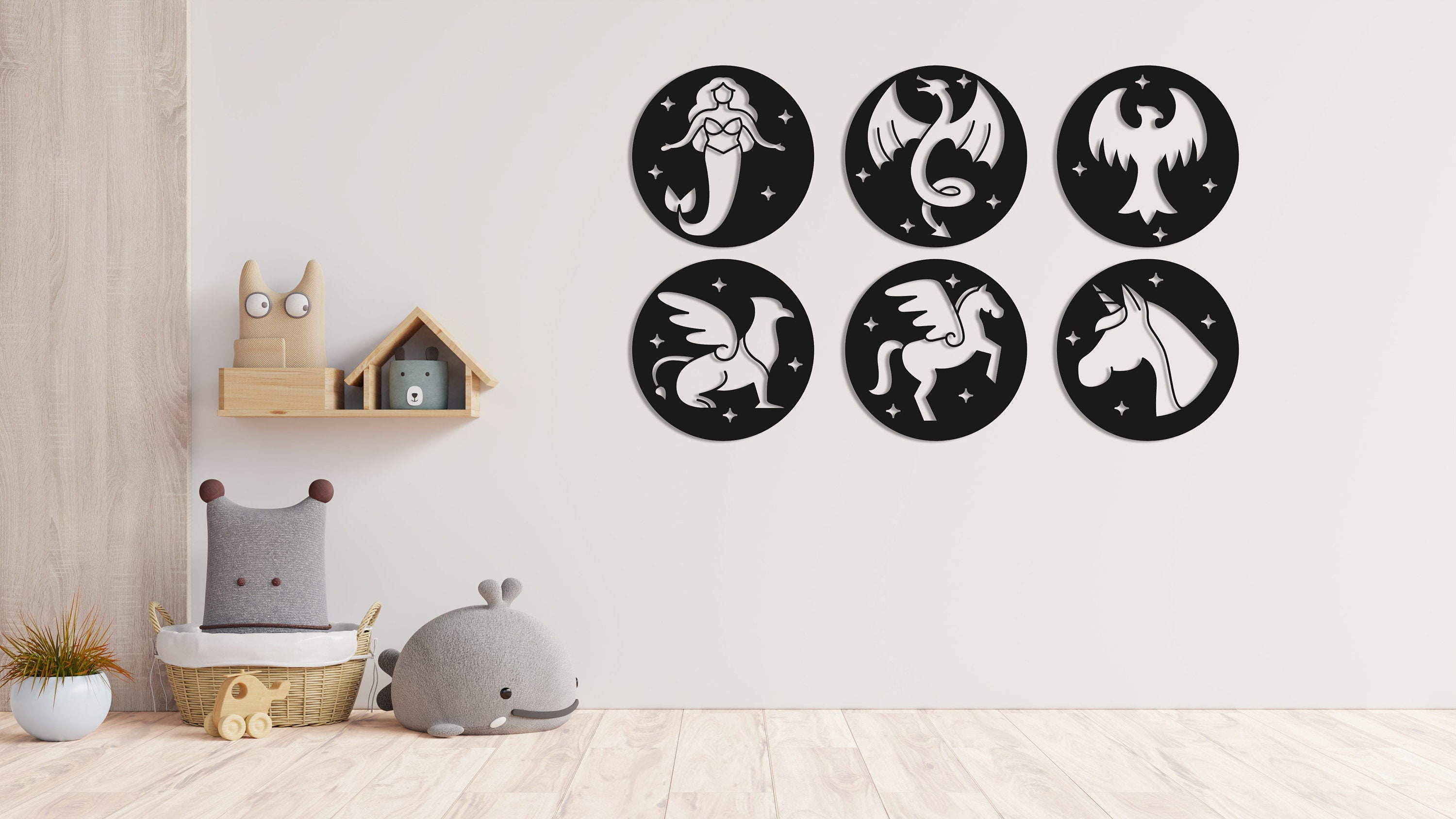 Mythical Creatures Wood Wall Art, Mythology Wall Decor, Wooden Wall ...