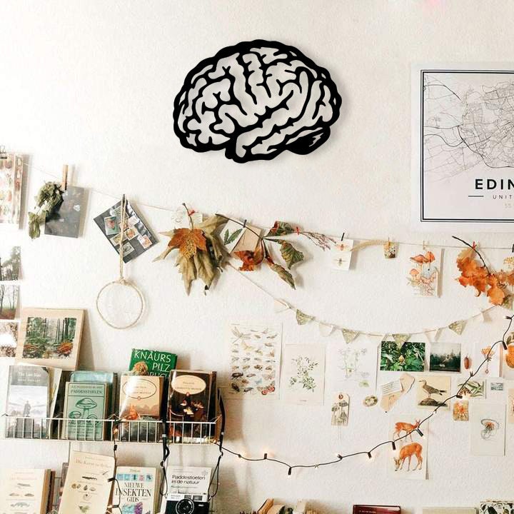 Brain Wood Wall Art, Geometric Brain Mind Wall Decor, Intelligence ...