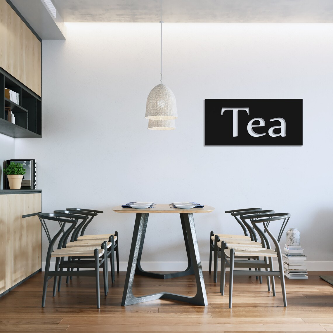 Tea Sign Wood Wall Art Wall Decor Geometric Kitchen Tea Font | Etsy