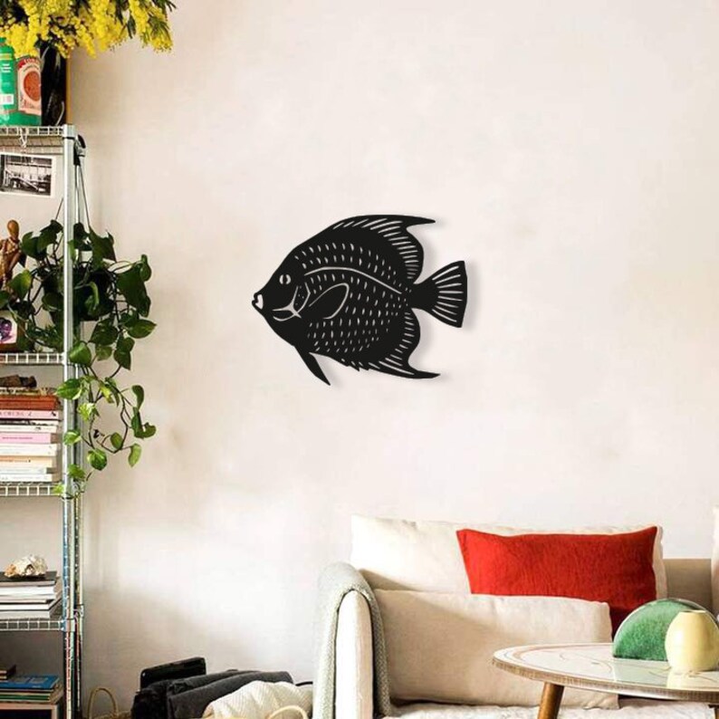 Angelfish Wood Wall Art, Geometric Imperial Angelfish Wall Decor Fish ...