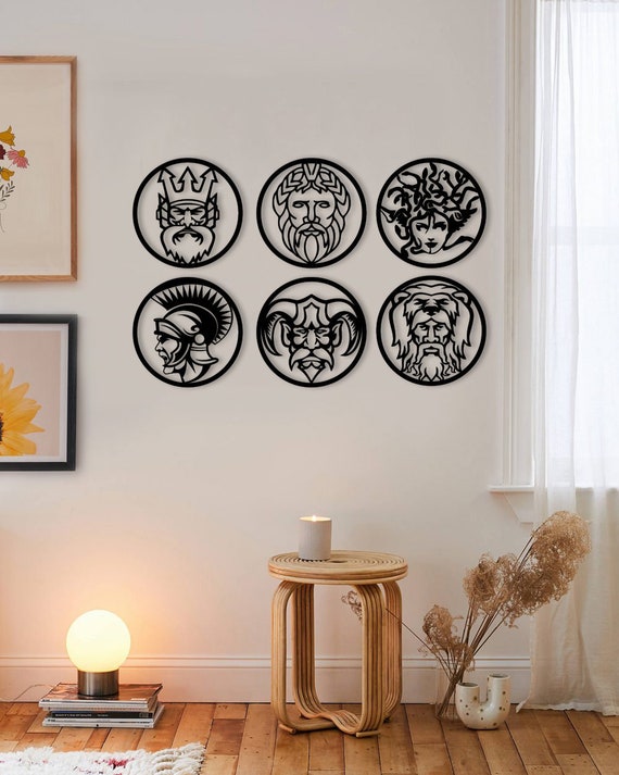 Mythical Gods Wood Wall Art Greek Mythology Gods Wall Decor - Etsy